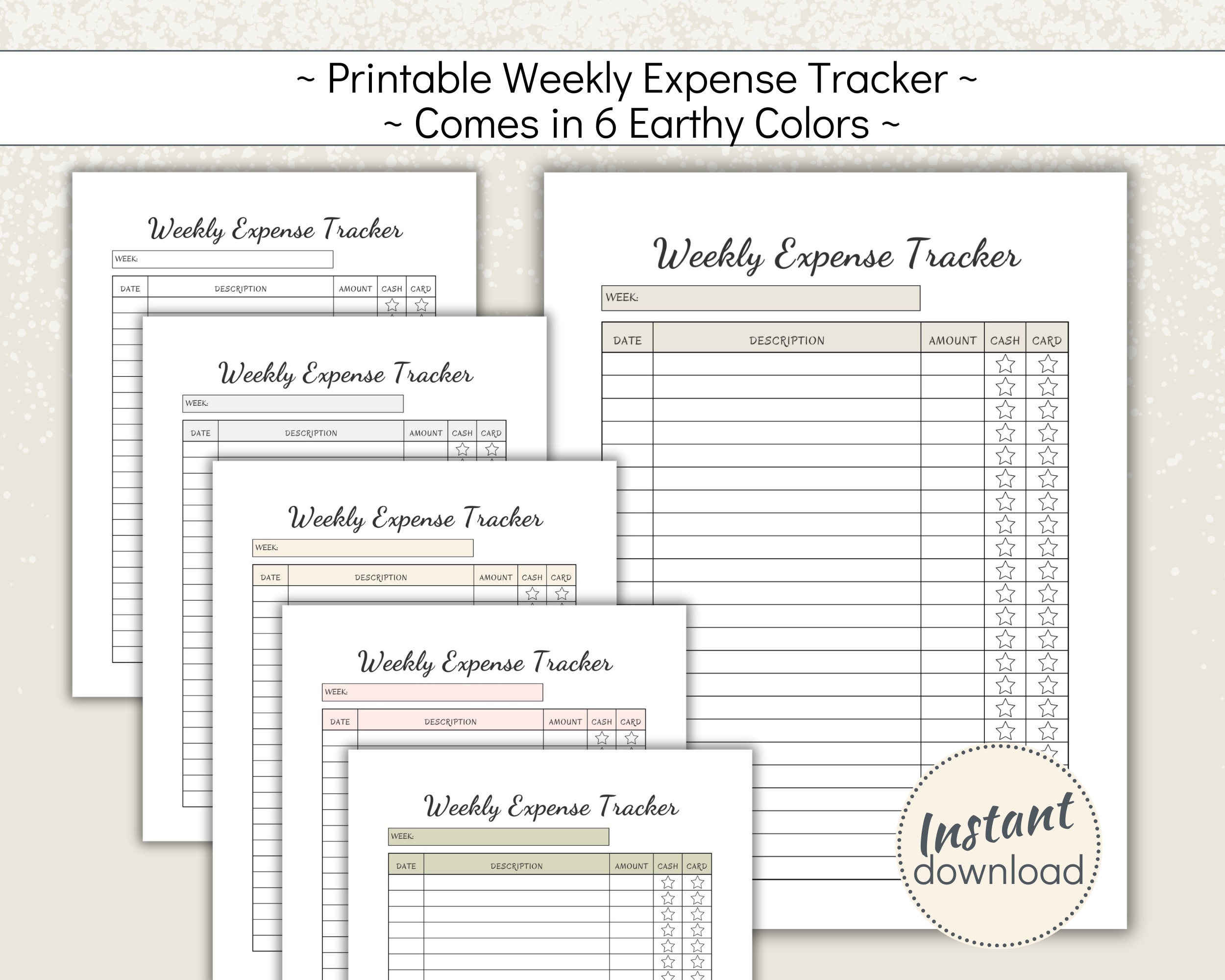 Weekly Expense Log Printable, Spending Habit Tracker, Business or ...