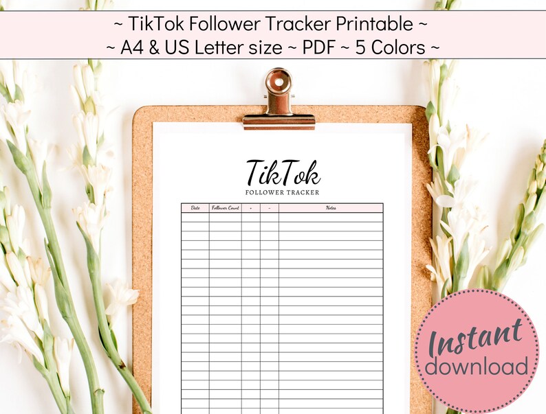 Tiktok Follower Tracker Printable Social Media Subscriber - Etsy