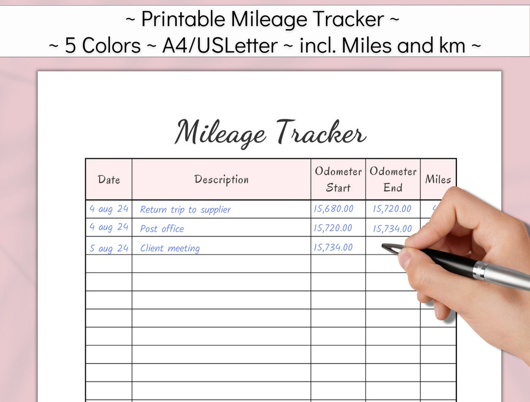 Printable Mileage Tracker Travel Distance Logbook Business - Etsy