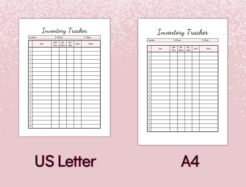 Inventory Tracker Printable In-person Stock Tracking Sheet - Etsy