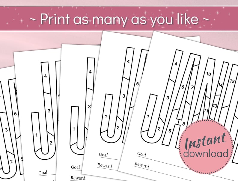 Printable Monthly Challenge Tracker for January, New Year 30 Day Goal ...