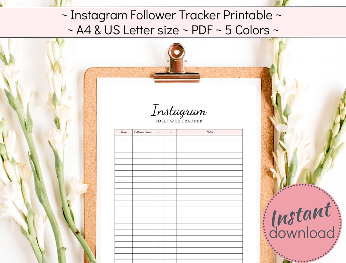 Instagram Follower Tracker Printable Social Media Subscriber - Etsy