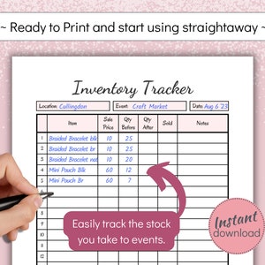 Sales Tracker, Inventory Sheet and Email List Printable Bundle, Small ...