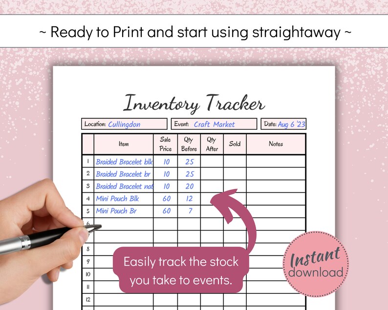 Sales Tracker, Inventory Sheet and Email List Printable Bundle, Small ...