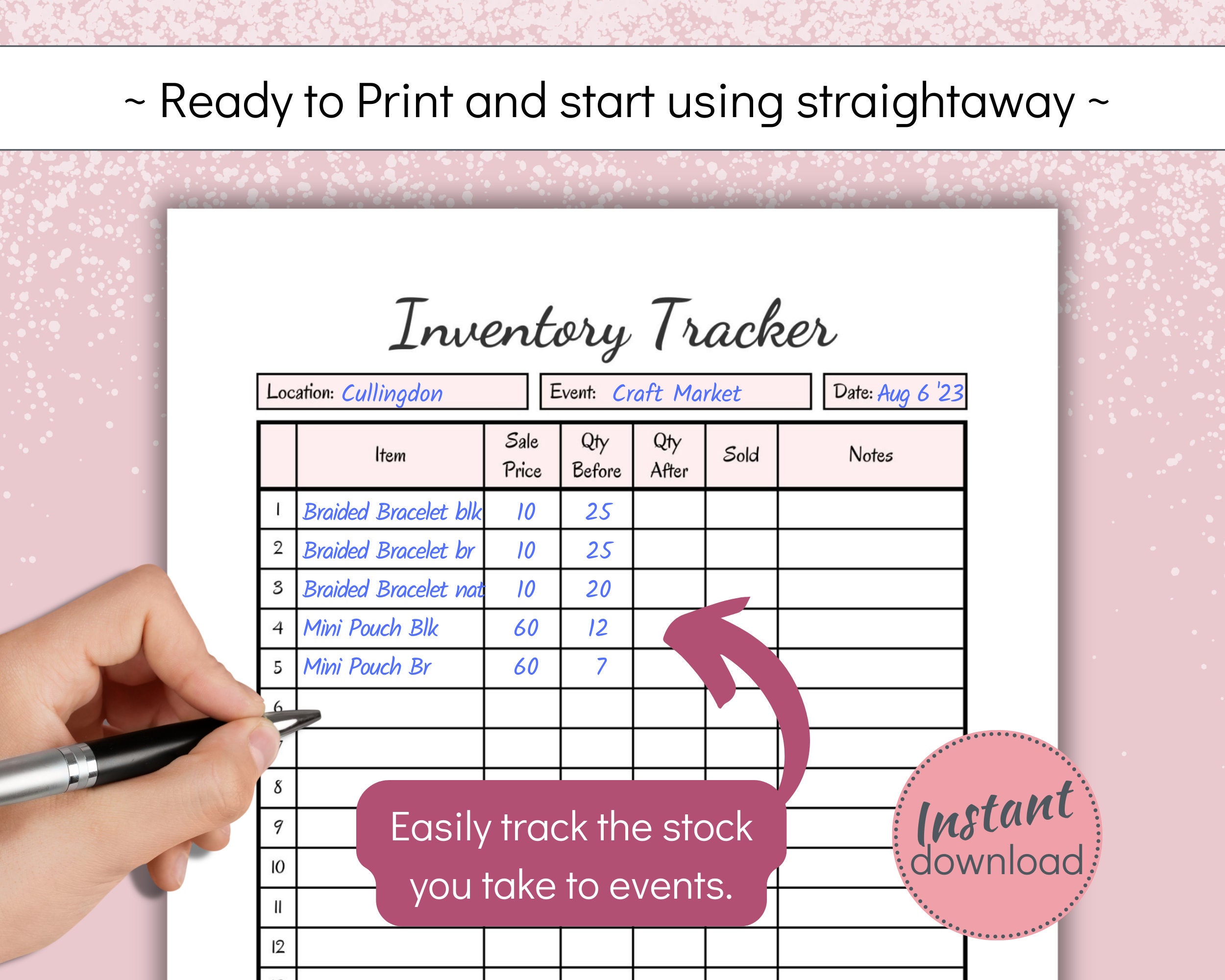 Sales Tracker, Inventory Sheet and Email List Printable Bundle, Small ...