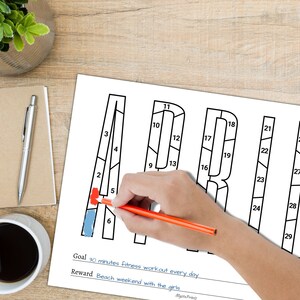 Printable April Challenge, 30 Day Goal Setting Action Plan Coloring ...