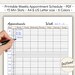 Printable Client Appointment Sheet With 15 Minute Time Slots, Weekly ...