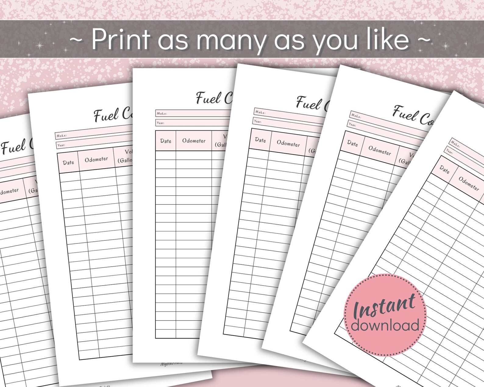 Fuel Cost Tracker Printable, Gas Price Log, Diesel Expense Logbook ...
