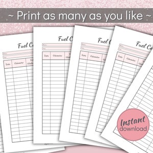 Fuel Cost Tracker Printable, Gas Price Log, Diesel Expense Logbook ...