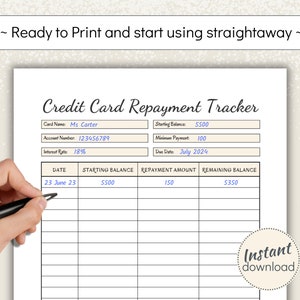 Printable Credit Card Repayment Tracker, Neutral Color Debt Payment ...