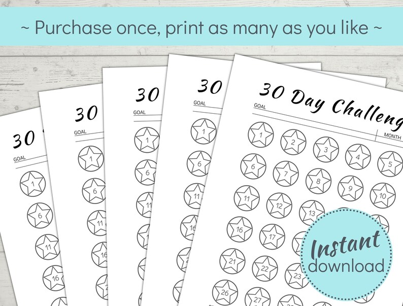 30 Day Challenge Progress Tracker Printable Habit Forming - Etsy