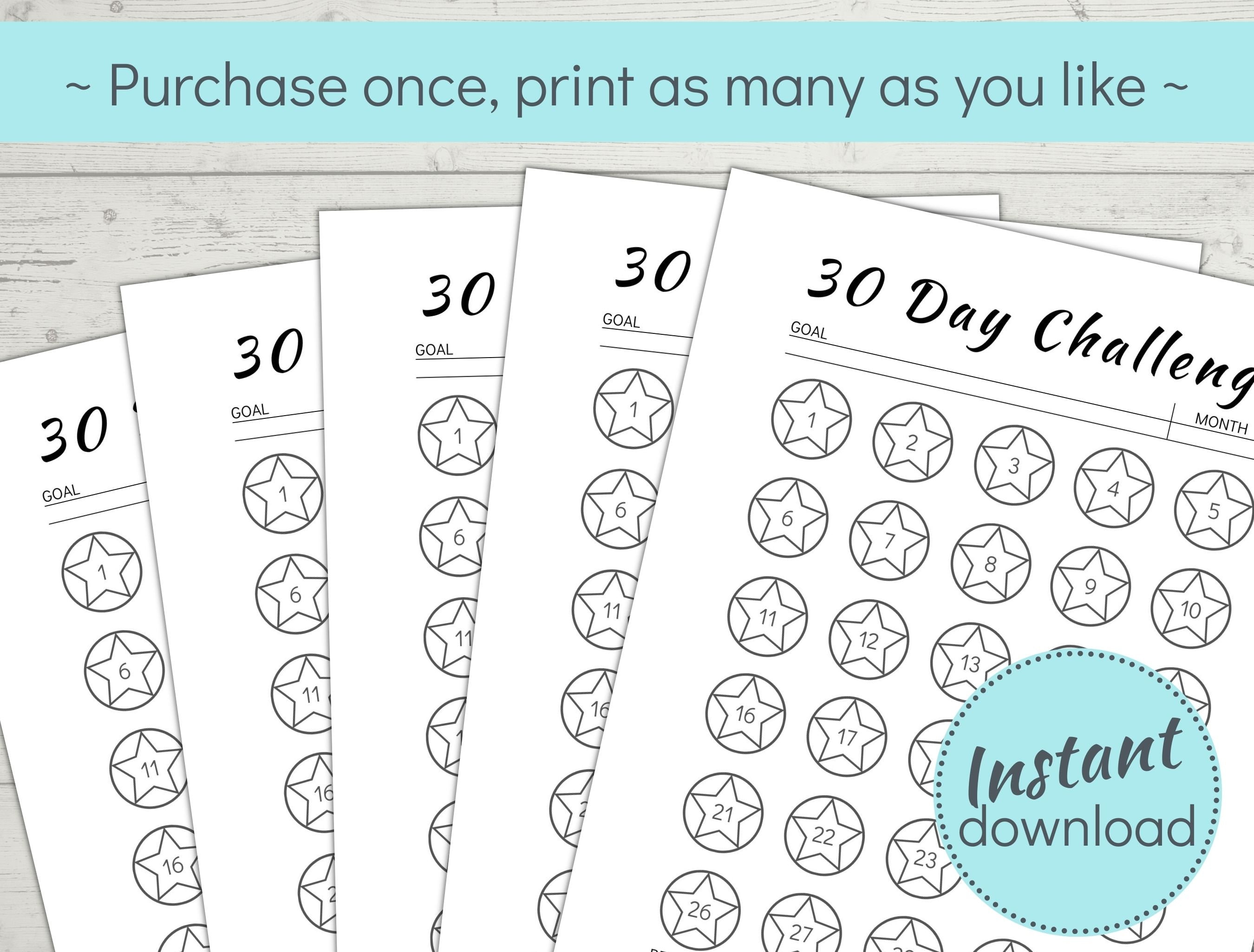 30 Day Challenge Progress Tracker Printable Habit Forming - Etsy