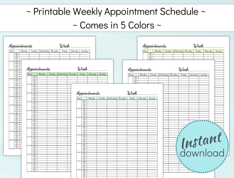 Printable Client Appointment Sheet With 15 Minute Time Slots - Etsy