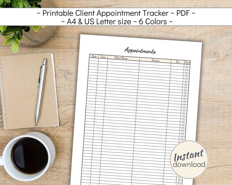 Printable Appointment Book Client Appointment Tracker for - Etsy