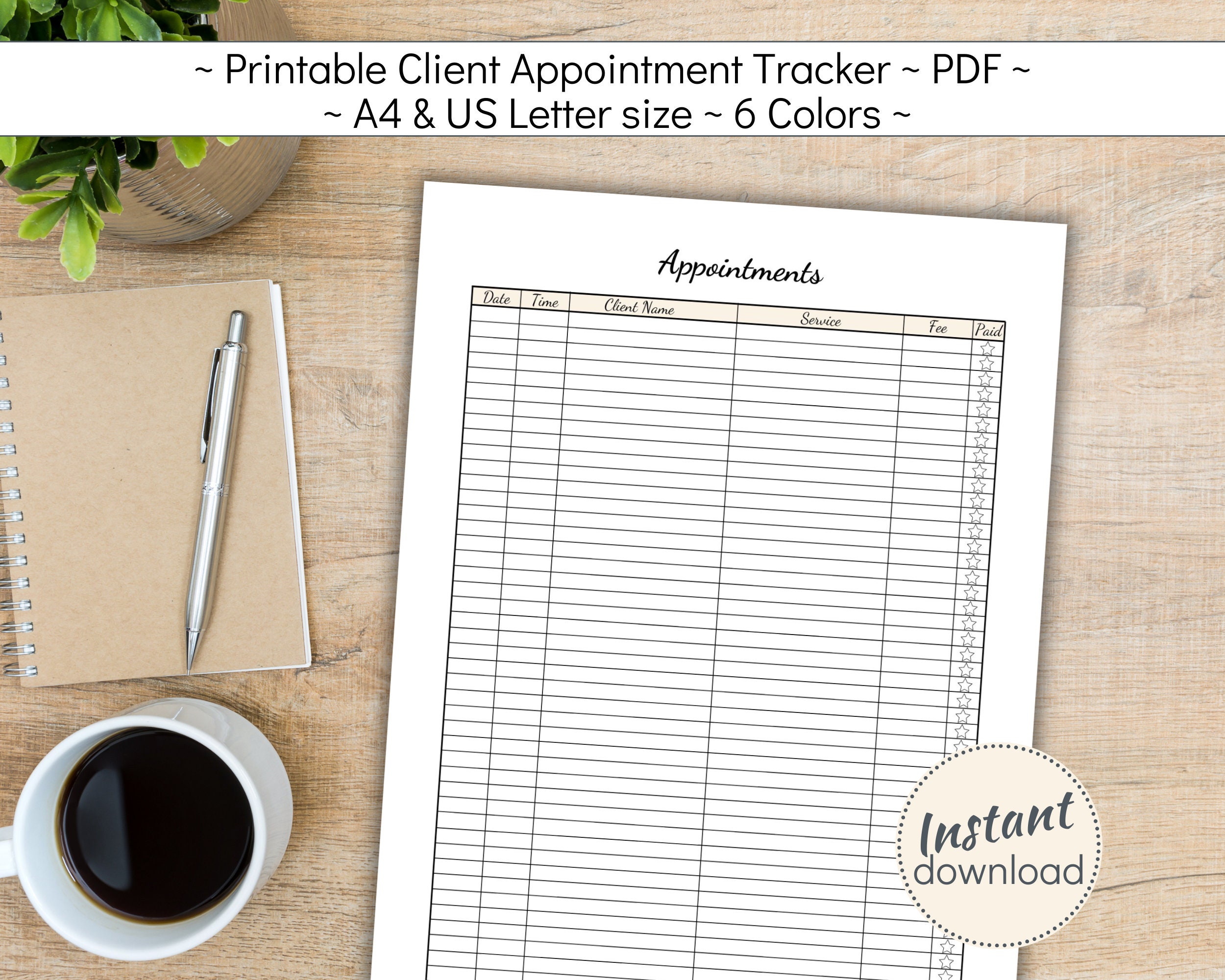 Printable Appointment Book, Client Appointment Tracker for Beauty ...