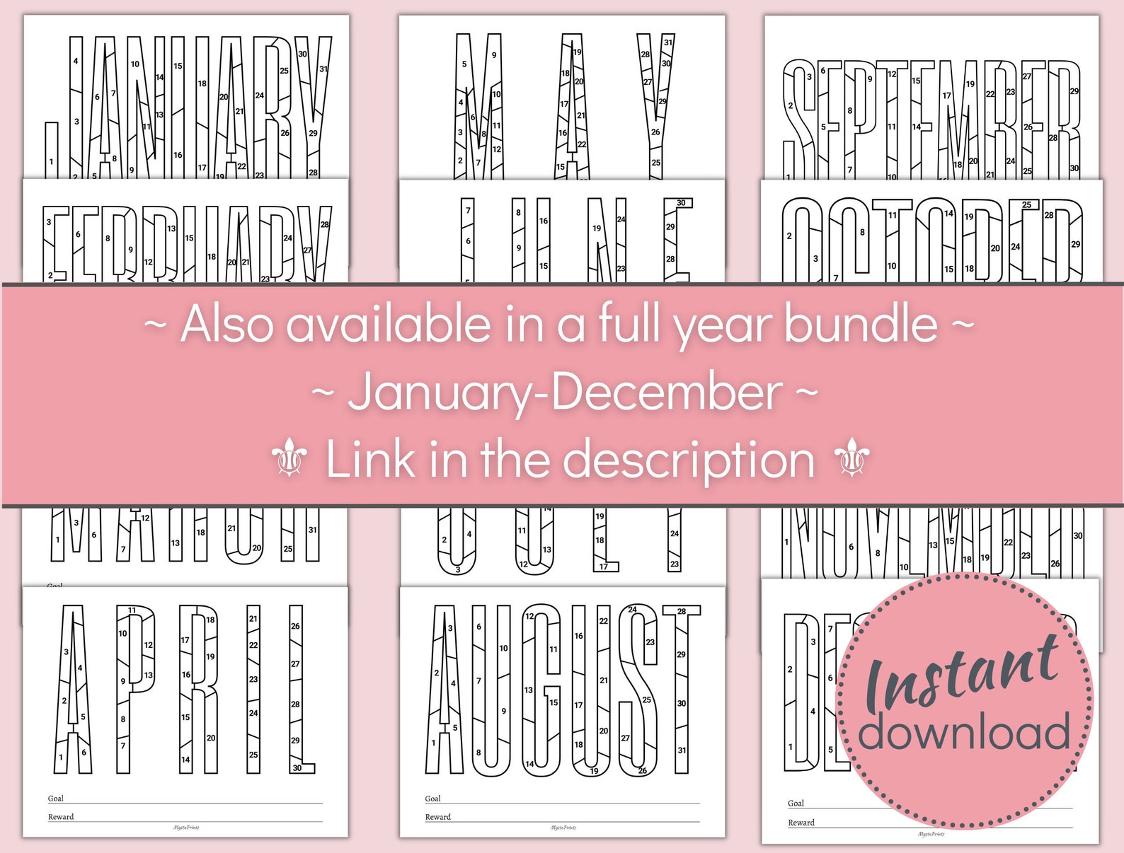 Goal Setting Printable Bundle, Challenge Progress Tracker, Habit ...