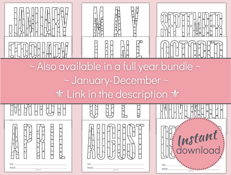 Goal Setting Printable Bundle, Challenge Progress Tracker, Habit ...