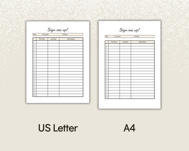 Printable Email Sign up Sheet, Email Collection Form for Markets ...