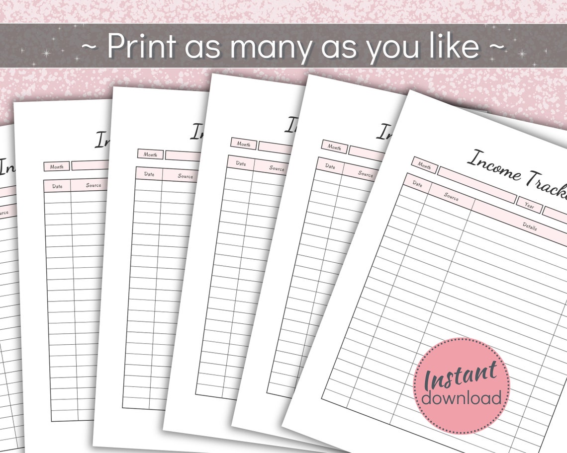 Income Tracker Printable, Financial Planner, Monthly Income Sheet ...