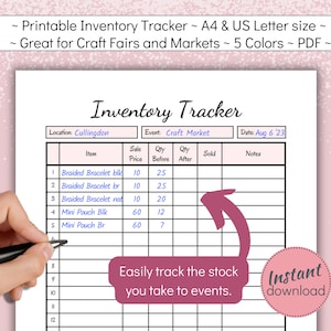 Inventory Tracker Printable, In-person Stock Tracking Sheet for Small ...