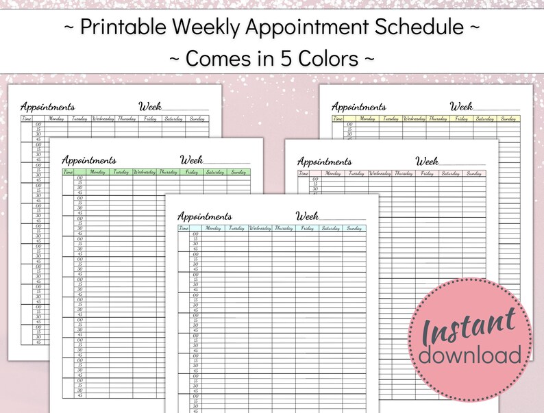 Printable Appointment Book With 15 Minute Time Slots Weekly - Etsy