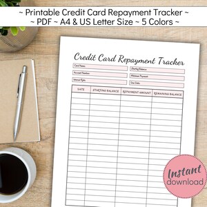 Printable Credit Card Debt Repayment Planner, Payoff Tracker in 5 ...