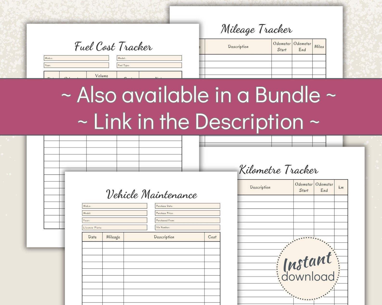 Mileage Tracker Printable, Travel Distance Logbook, Business Miles Log ...