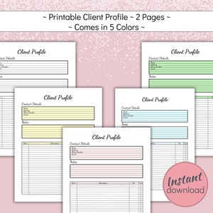 Printable Client Profile, Customer Information Sheet for Hair and ...