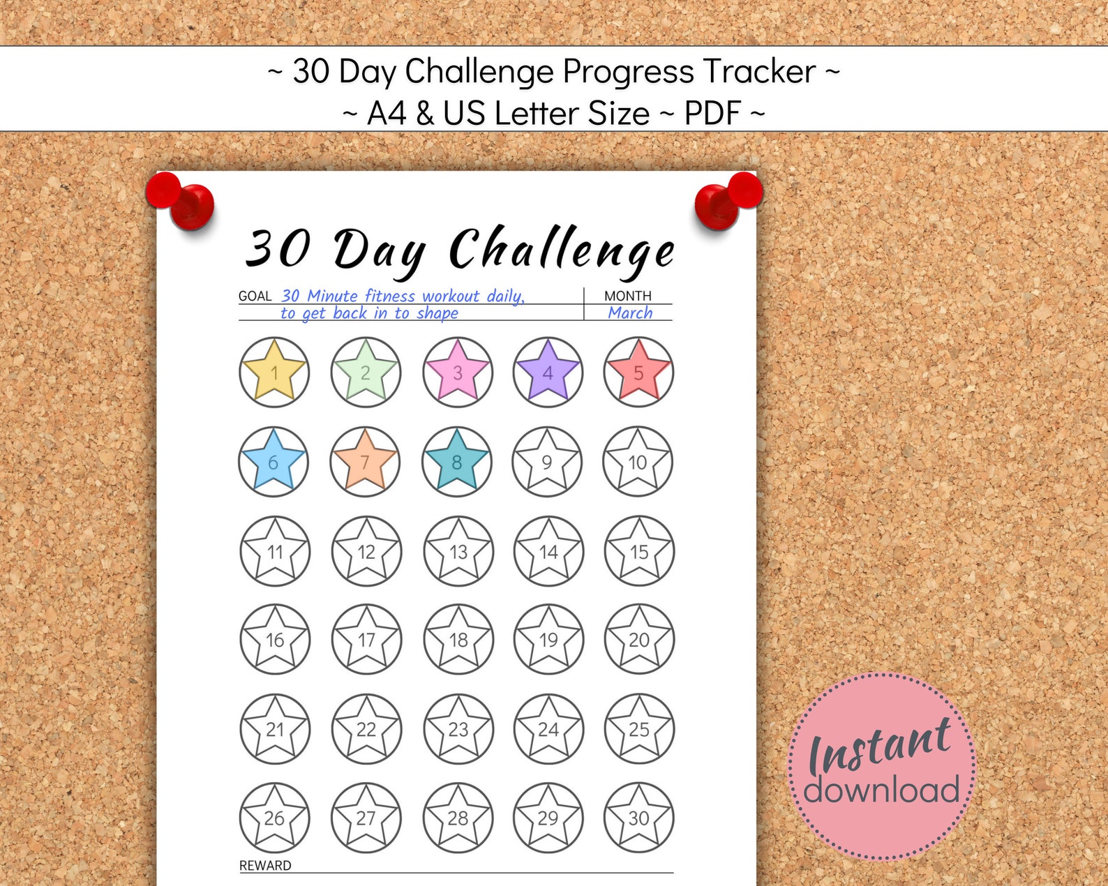 30 Day Challenge Progress Tracker Printable, Habit Forming Action Plan ...