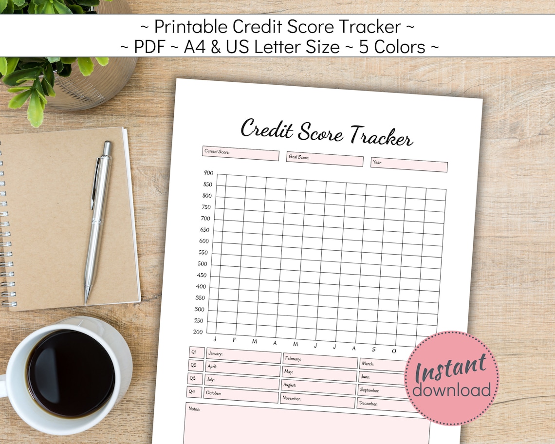 Printable Credit Score Tracker, Credit Repair Sheet, Personal Finance ...