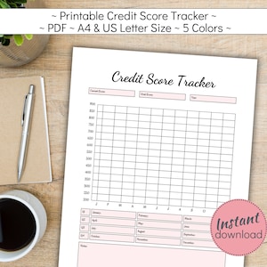 Printable Credit Score Tracker, Credit Repair Sheet, Personal Finance ...