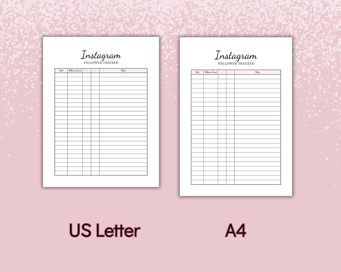 Instagram Follower Tracker Printable, Social Media Subscriber Growth ...