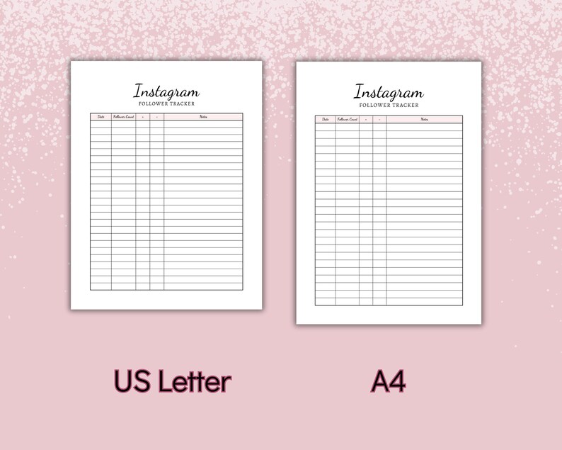 Instagram Follower Tracker Printable, Social Media Subscriber Growth ...