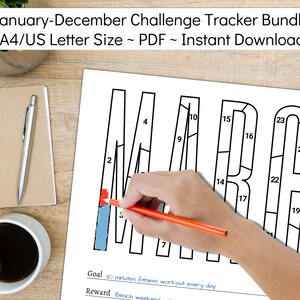 30 Day Challenge Printable Bundle, Goal Setting Coloring Pages, Full ...