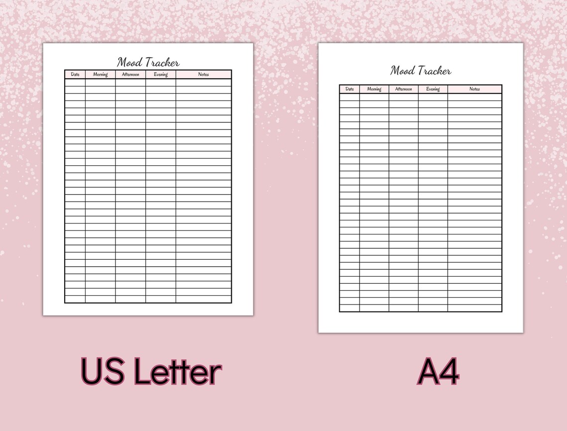 Simple Monthly Mood Tracker Printable, Daily Emotions Record, Wellness ...