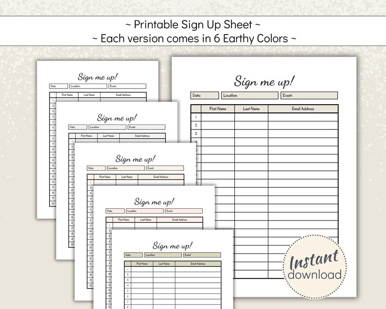 Printable Email Sign up Sheet, Email Collection Form for Markets ...