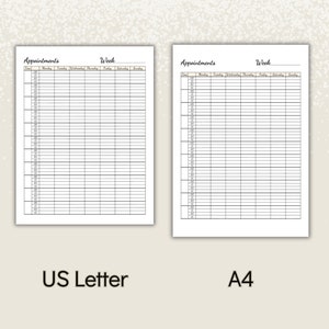 Printable Client Appointment Sheet With 15 Minute Time Slots, Weekly ...