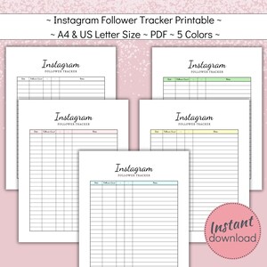 Instagram Follower Tracker Printable, Social Media Subscriber Growth ...