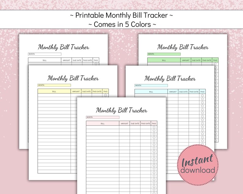 Monthly Bill Pay Checklist Printable, Subscription Tracker, Utility ...