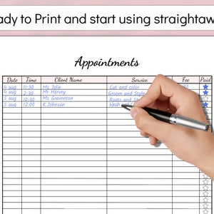 Printable Client Appointment Tracker Simple Customer Meeting - Etsy