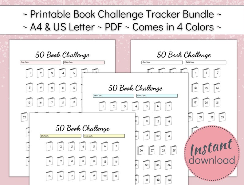 Book Challenge Tracker Printable Bundle Booklover Reading - Etsy
