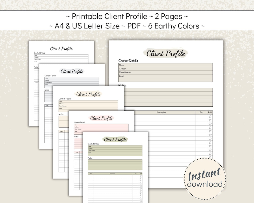 Printable Client Profile, Customer Information Sheet for Hair and ...
