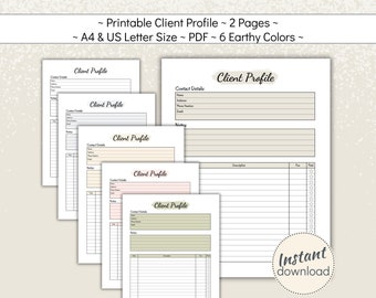 Printable Client Profile, Customer Information Sheet for Hair and ...