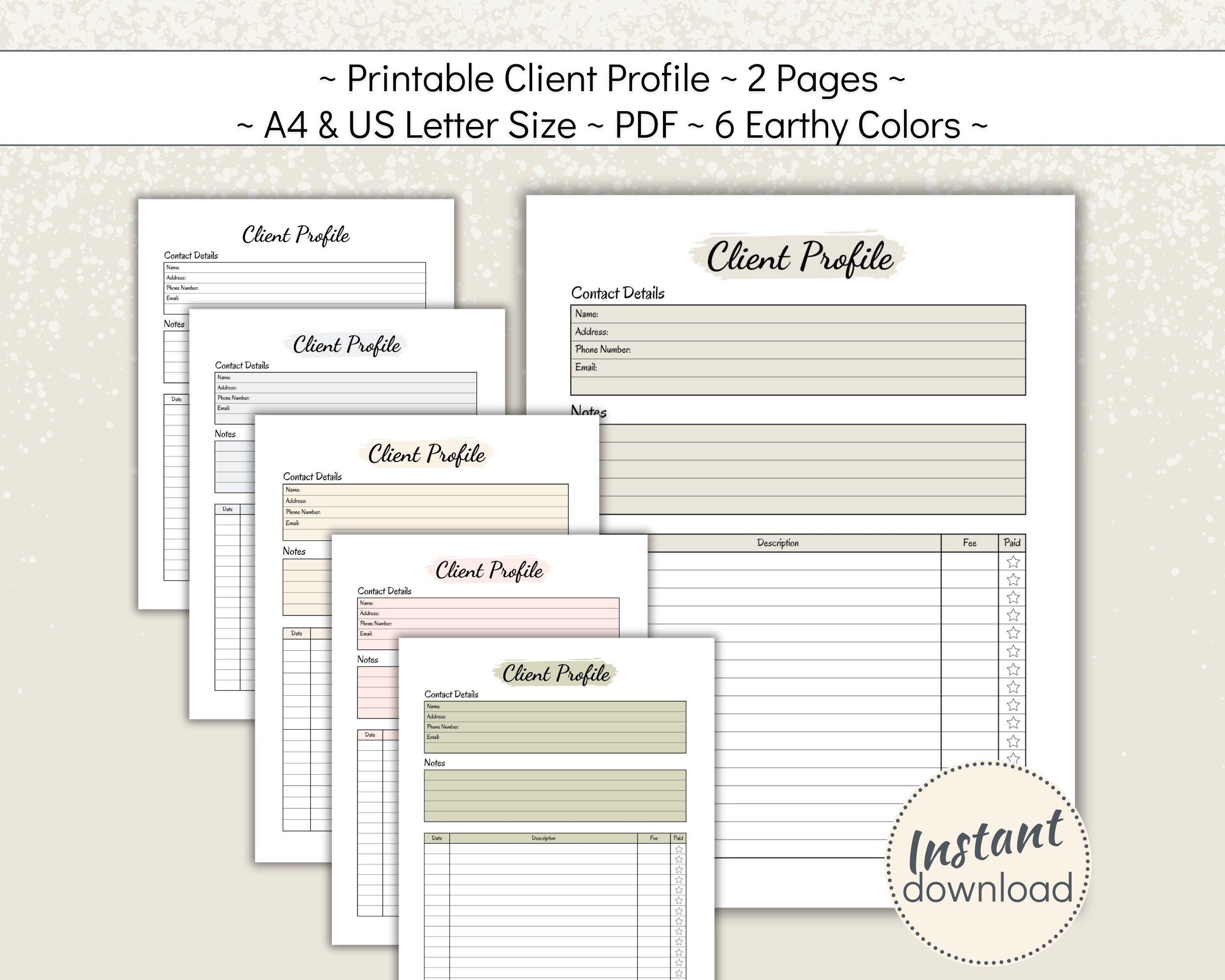Printable Client Profile, Customer Information Sheet for Hair and ...