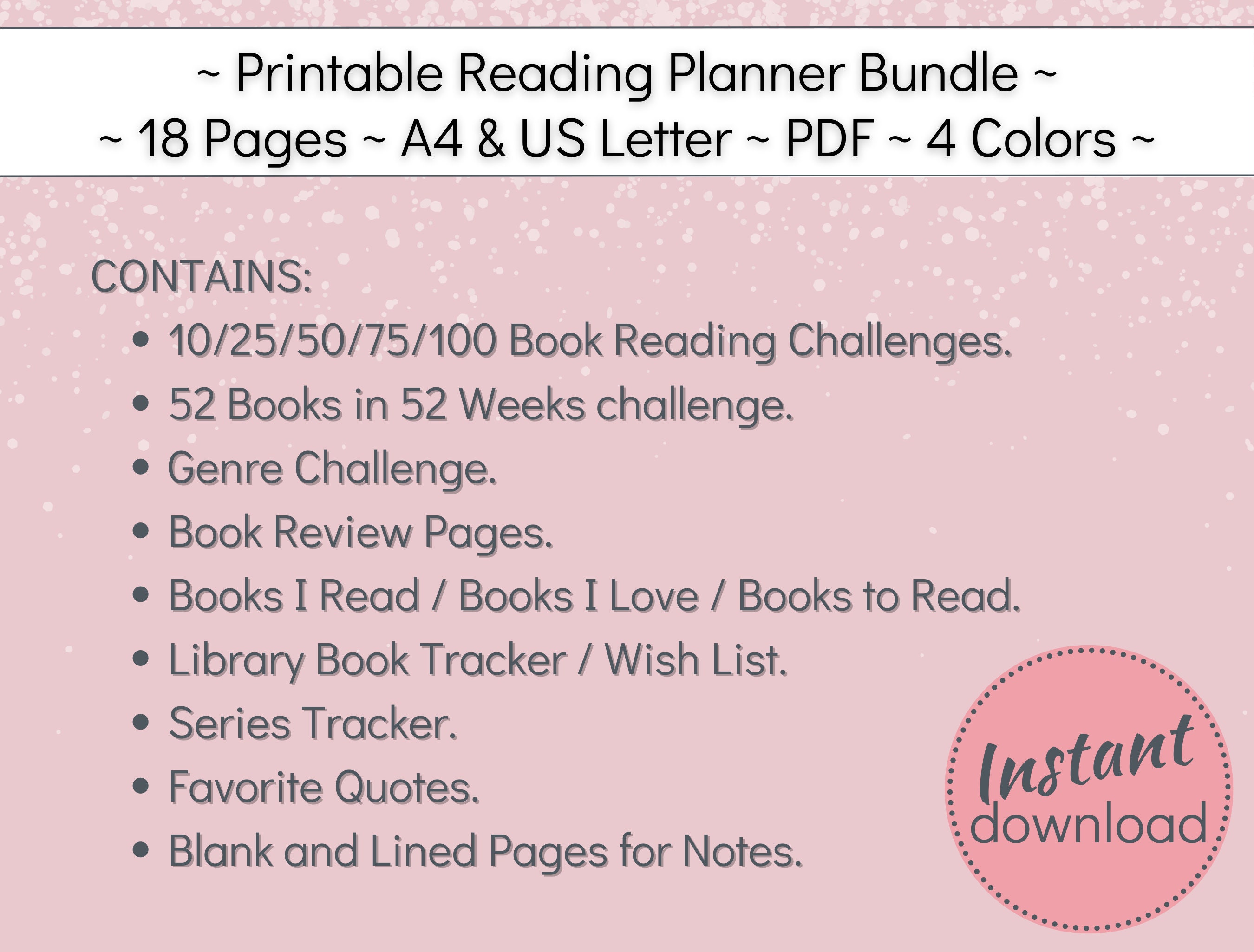 Book Review Journal Printable Bundle, Book Lover Reading Log, Challenge ...