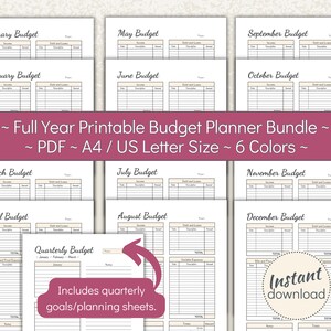 Printable Budget Planner Bundle, Monthly Income and Expense Tracker ...
