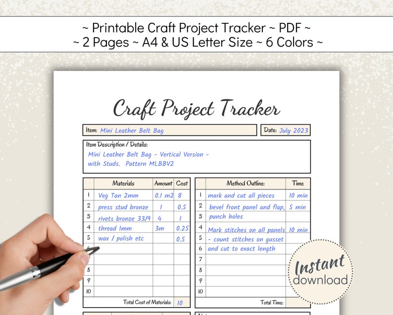Printable Artisan Project Tracker, Craft Creation Planner, How to ...