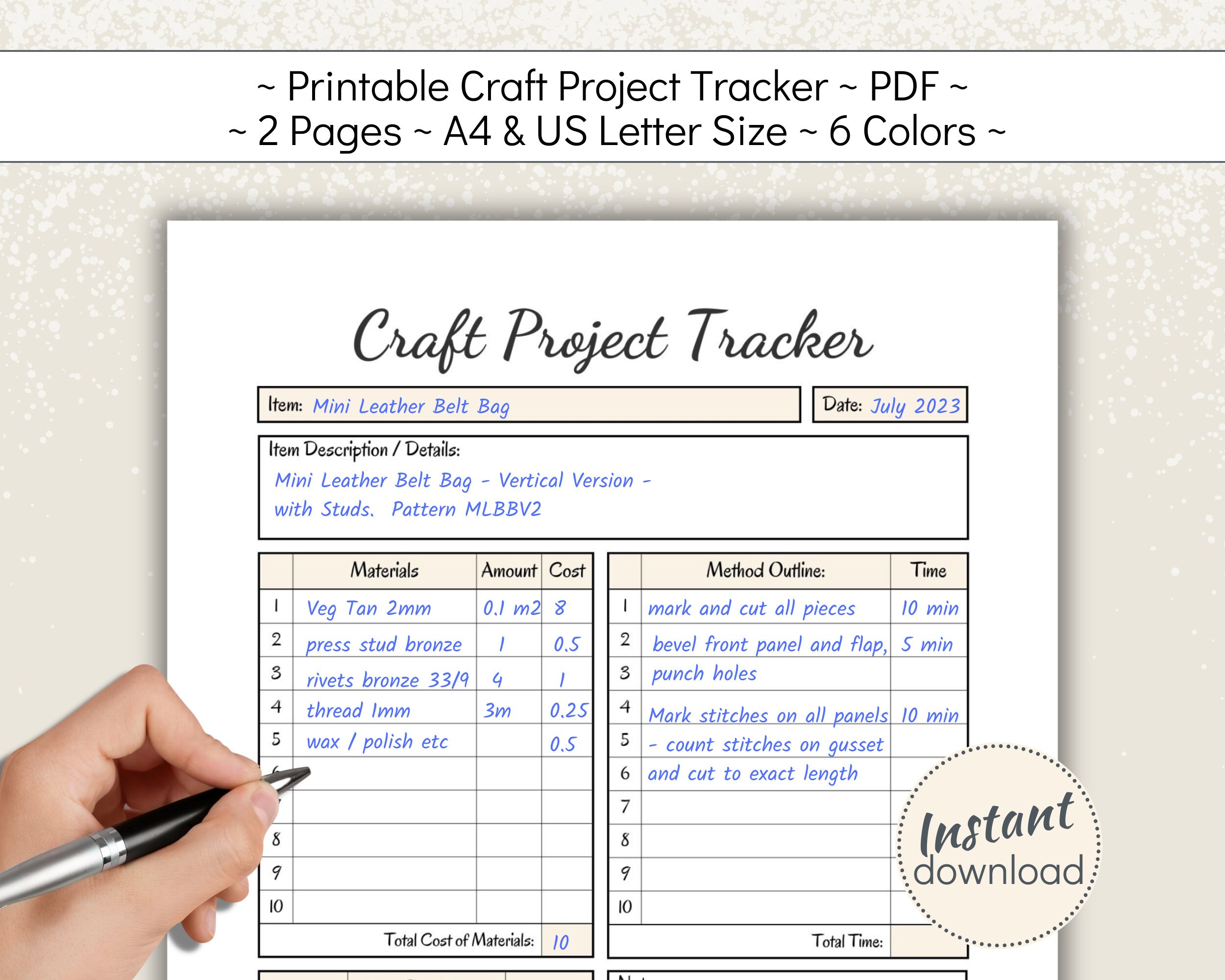 Printable Artisan Project Tracker, Craft Creation Planner, How to ...