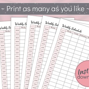 1 Hour Weekly to Do List Printable on 1 Page, Minimalist Overview Week ...