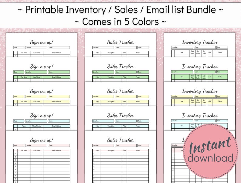 Sales Tracker Inventory Sheet and Email List Printable - Etsy